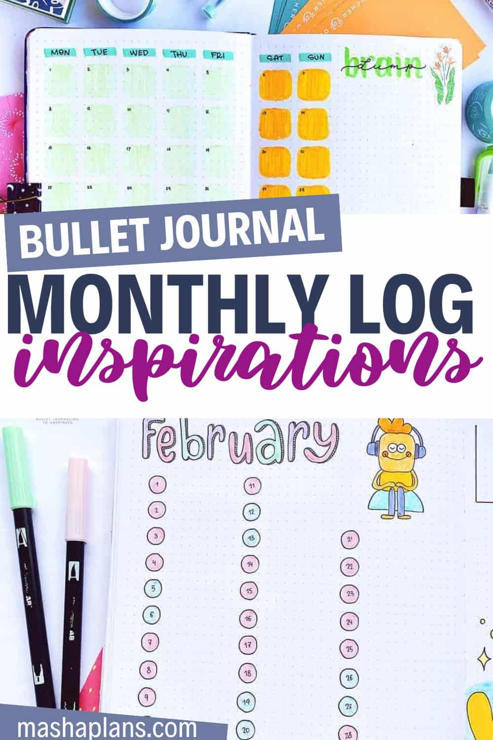 27 Bullet Journal Monthly Log Inspirations | Masha Plans
