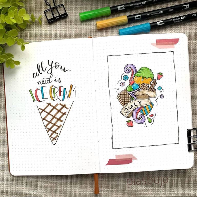 11 Inspiring July Bullet Journal Cover Page Ideas | Masha Plans