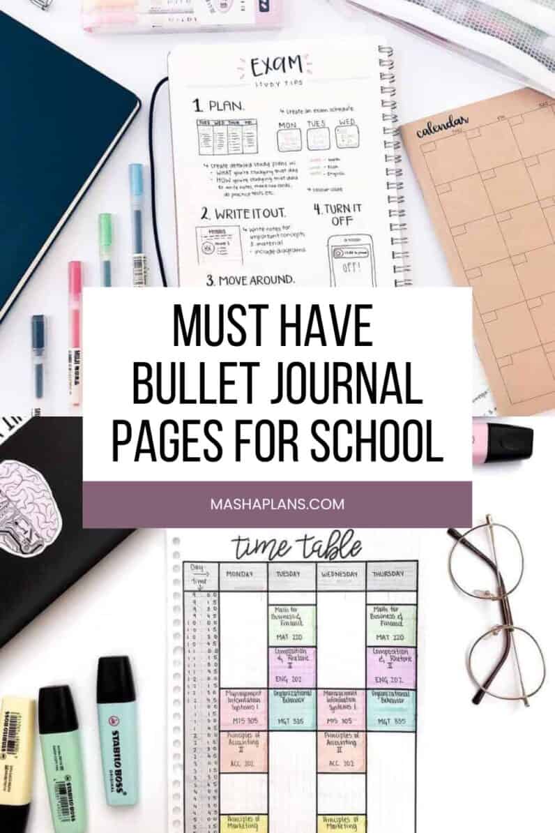 17 Must Have Bullet Journal Pages For School