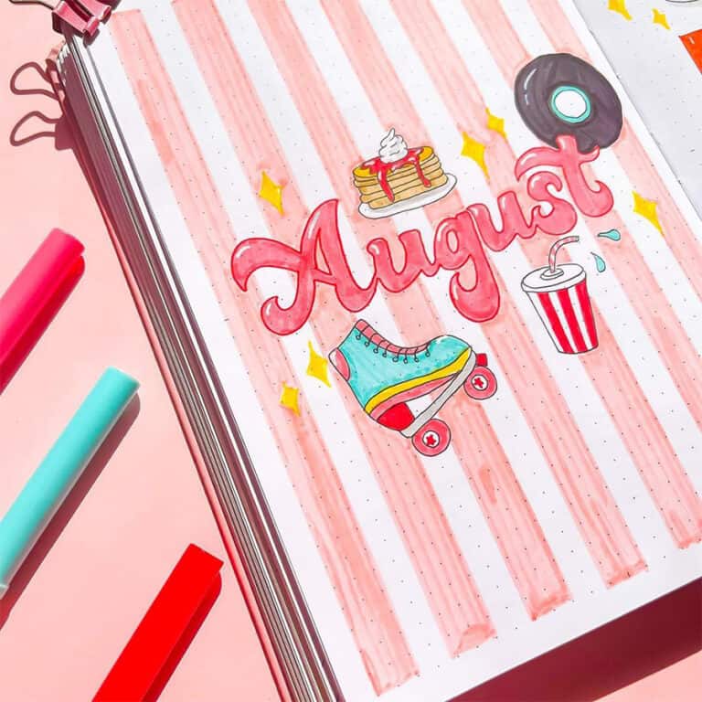 13 Vibrant August Bullet Journal Cover Page Ideas | Masha Plans