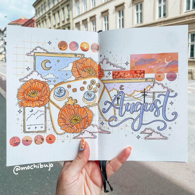 13 Vibrant August Bullet Journal Cover Page Ideas | Masha Plans