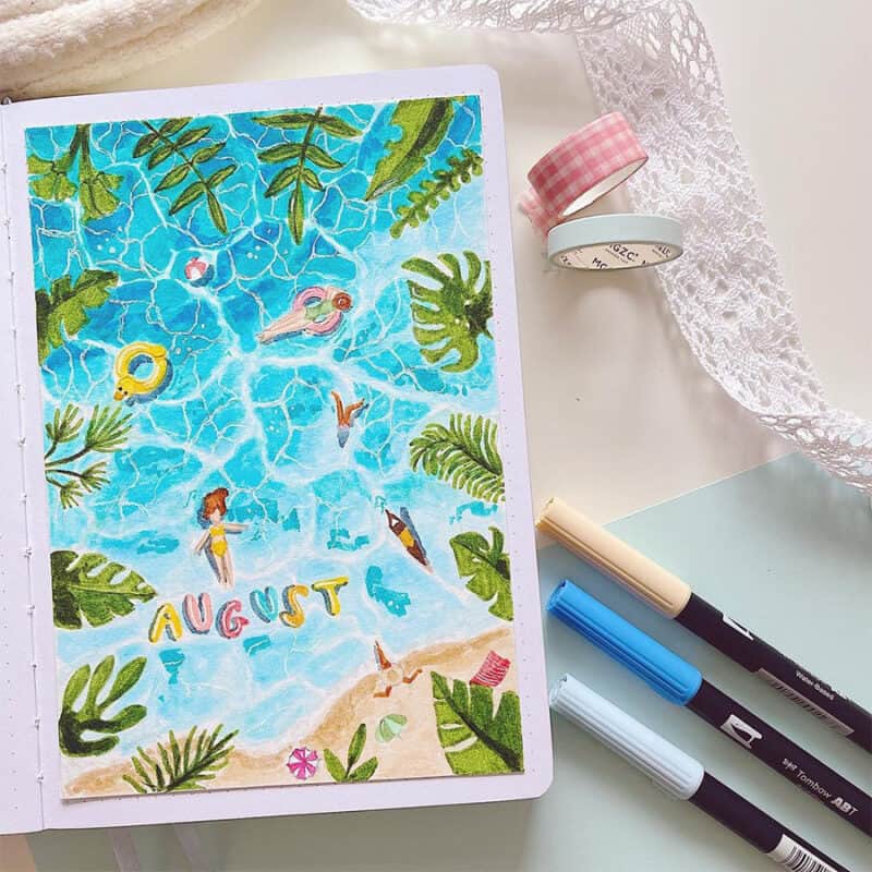 13 Vibrant August Bullet Journal Cover Page Ideas | Masha Plans