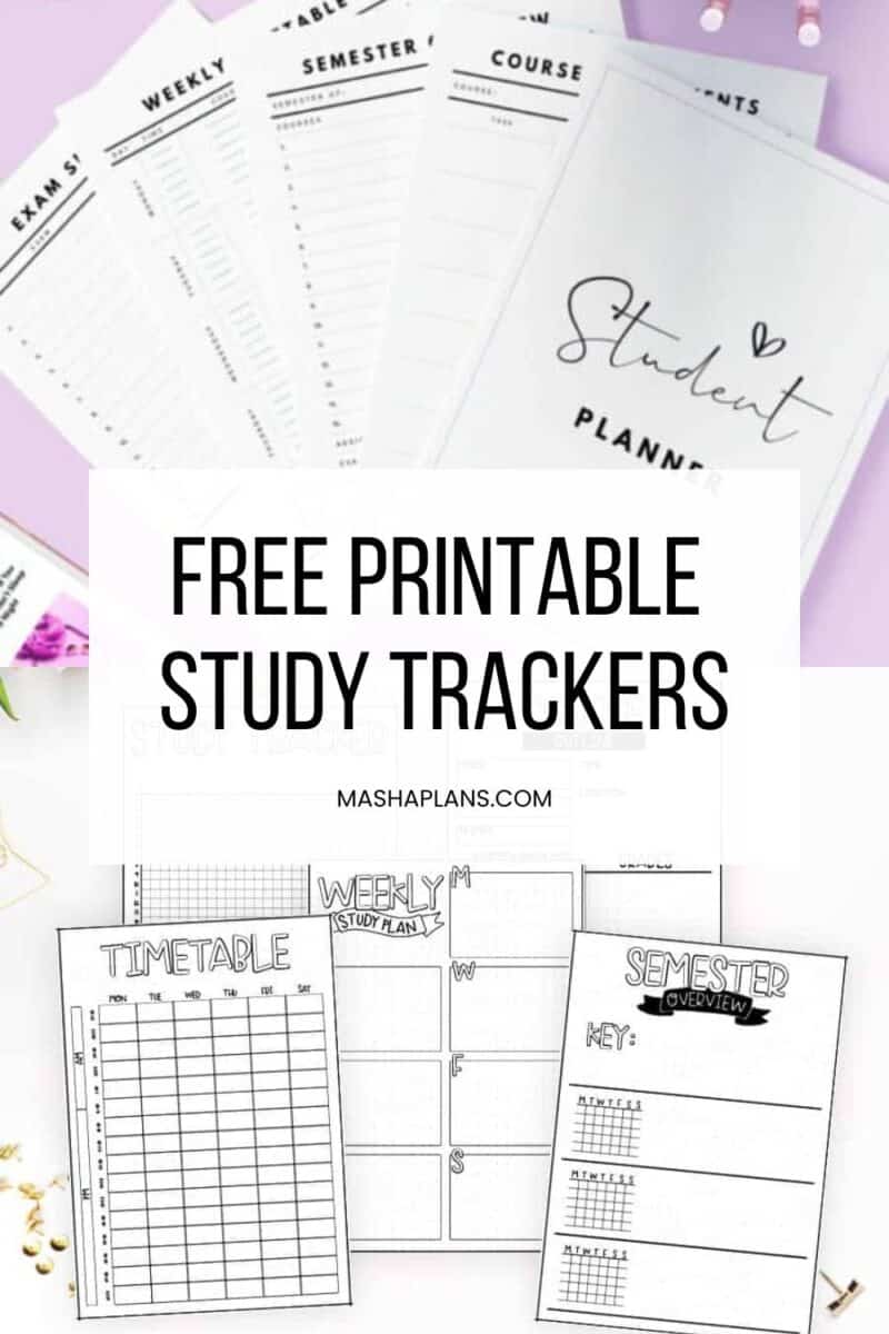Free Printable Study Trackers To Keep You Focused And Motivated | Masha ...