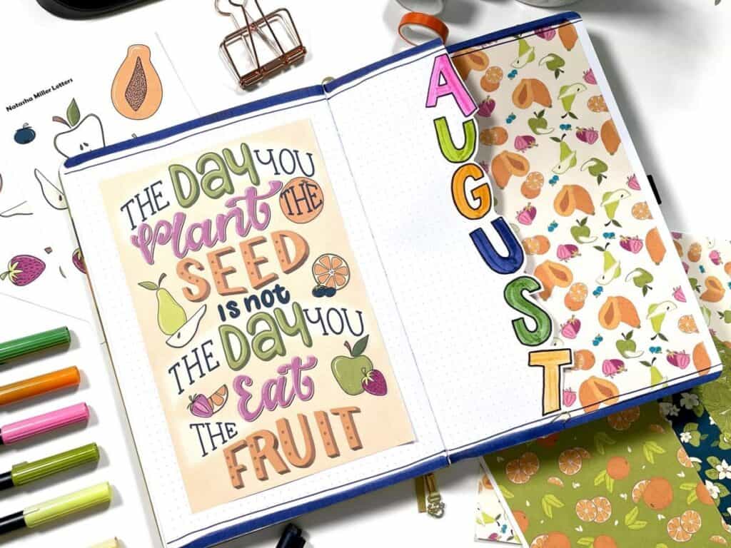13 Vibrant August Bullet Journal Cover Page Ideas | Masha Plans
