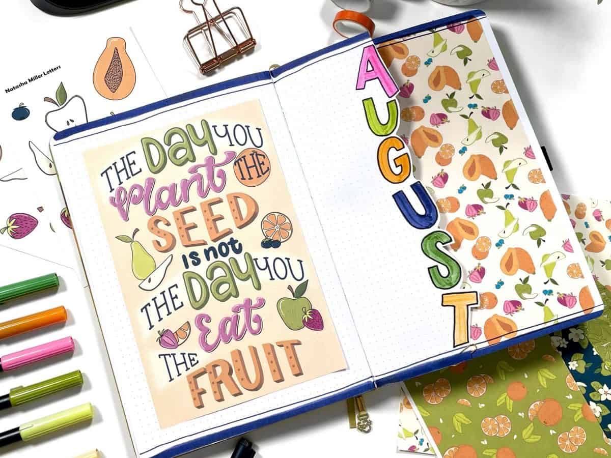 13 Vibrant August Bullet Journal Cover Page Ideas | Masha Plans