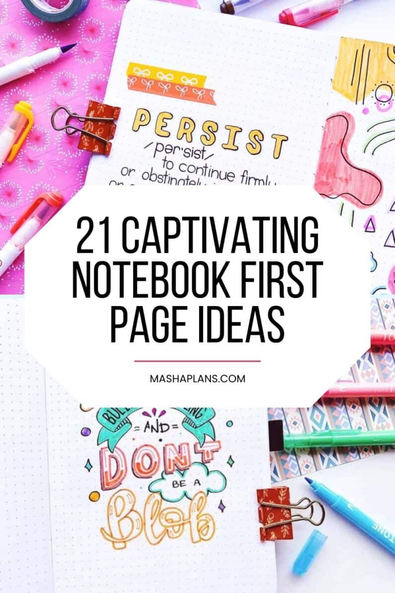 21 Captivating Notebook First Page Ideas | Masha Plans