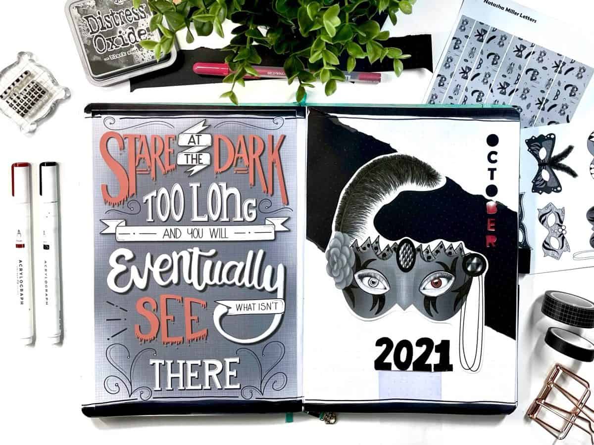 Enchanting & Spooky October Bullet Journal Cover Page Ideas | Masha Plans