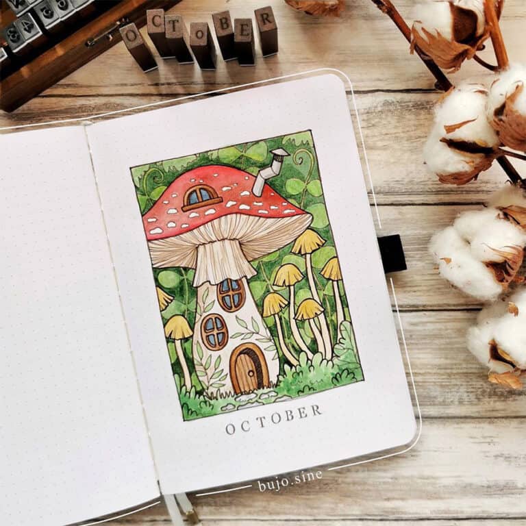 Enchanting & Spooky October Bullet Journal Cover Page Ideas | Masha Plans