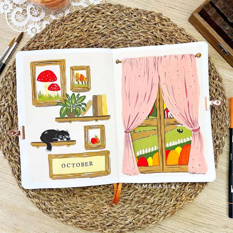 Enchanting & Spooky October Bullet Journal Cover Page Ideas | Masha Plans