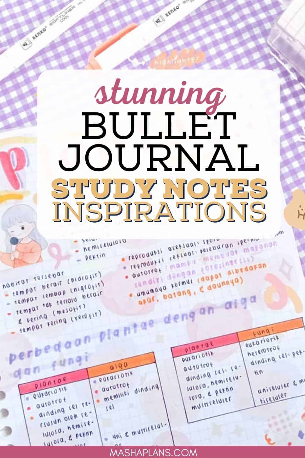 Stunning Bullet Journal School Notes Inspirations | Masha Plans