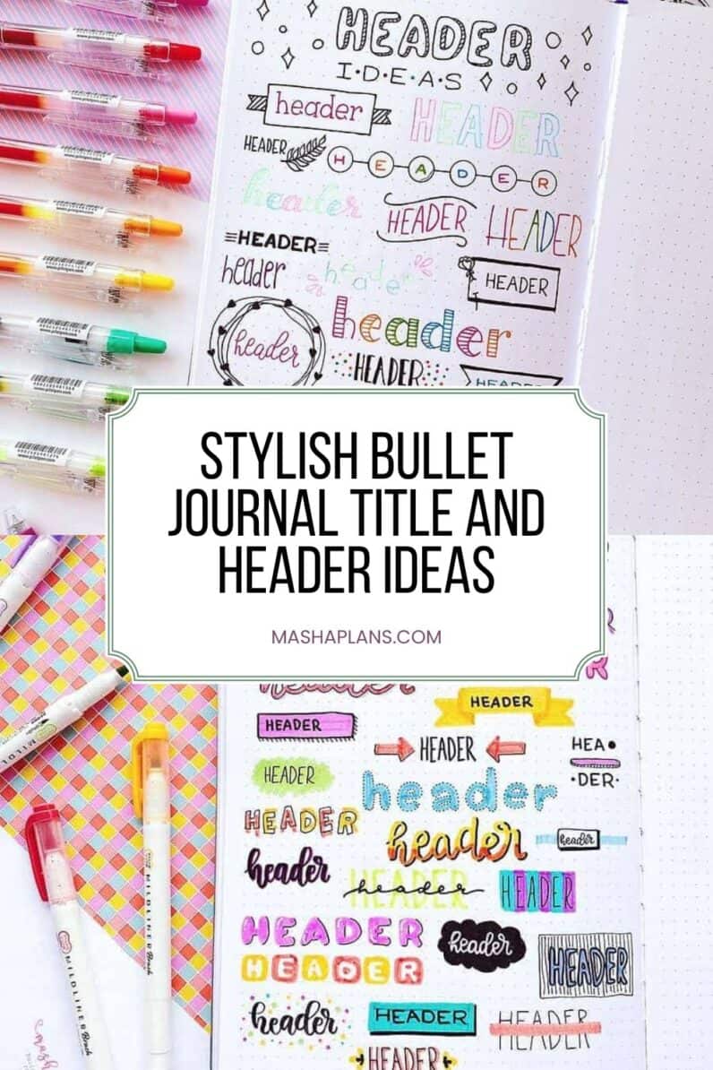 Stylish Bullet Journal Title And Header Ideas | Masha Plans