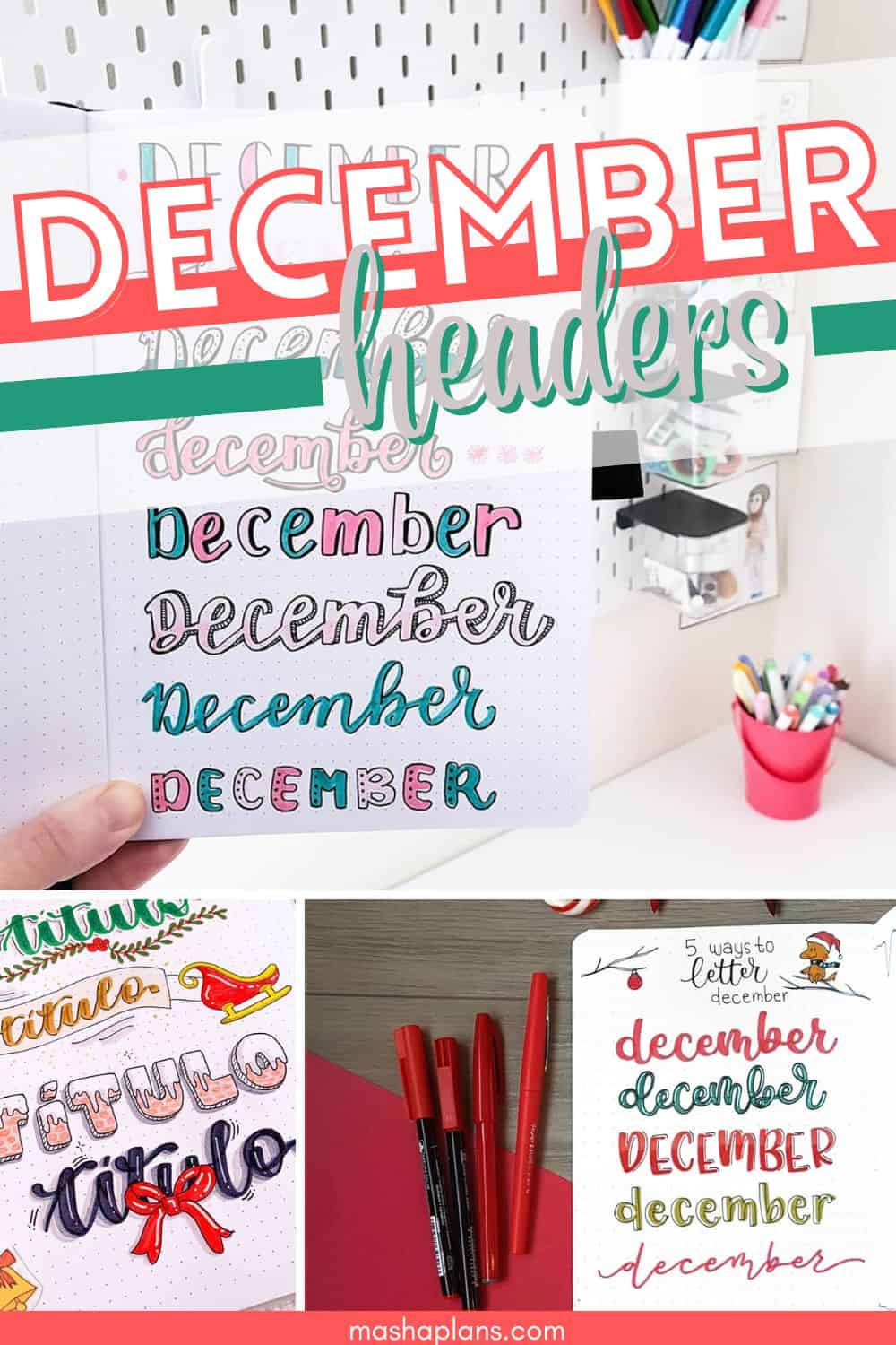 Creative December Headers To Decorate Your Journal | Masha Plans