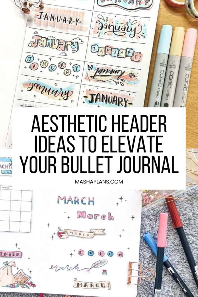 Aesthetic Header Ideas To Elevate Your Bullet Journal | Masha Plans