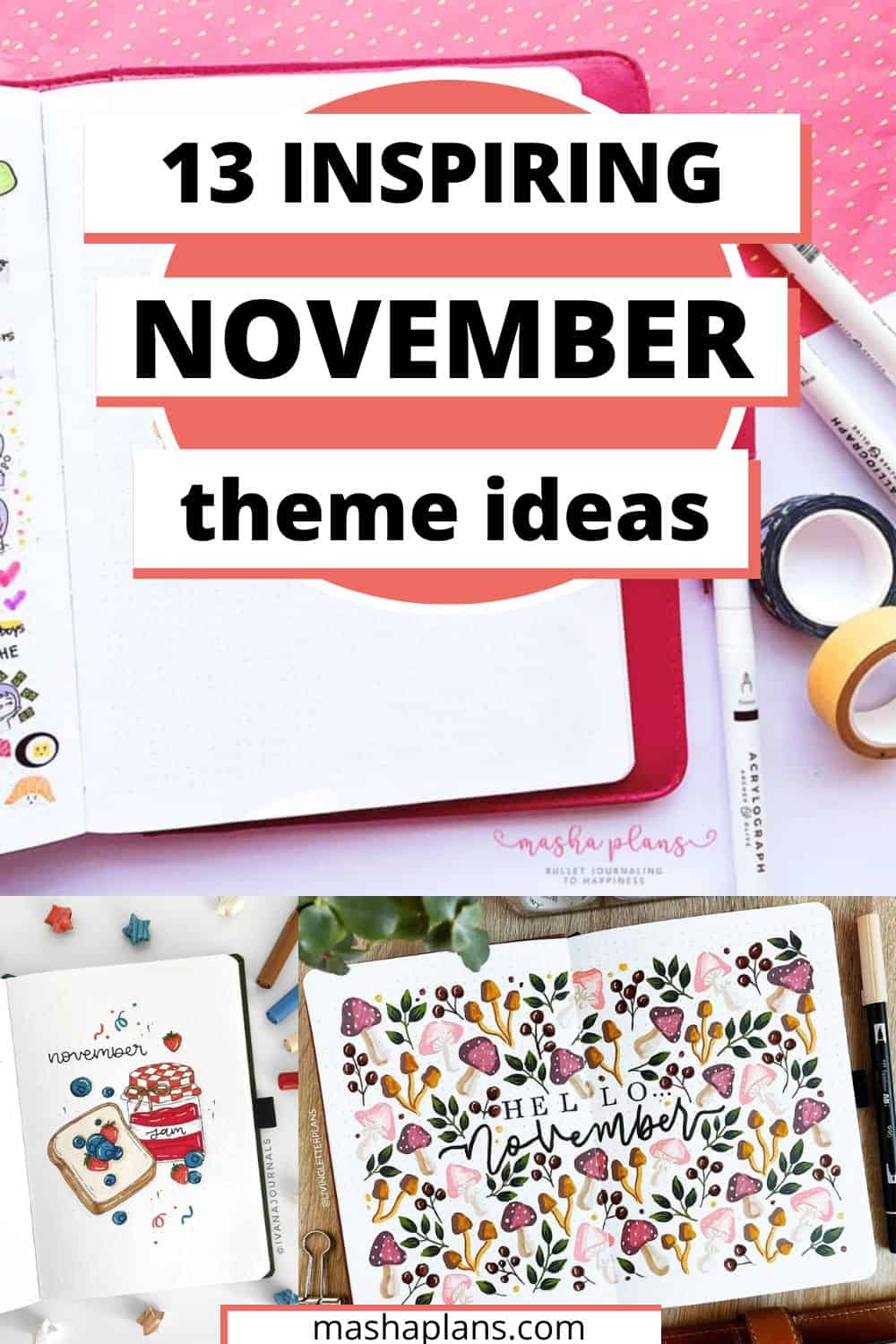 13 Fun & Creative November Bullet Journal Themes | Masha Plans