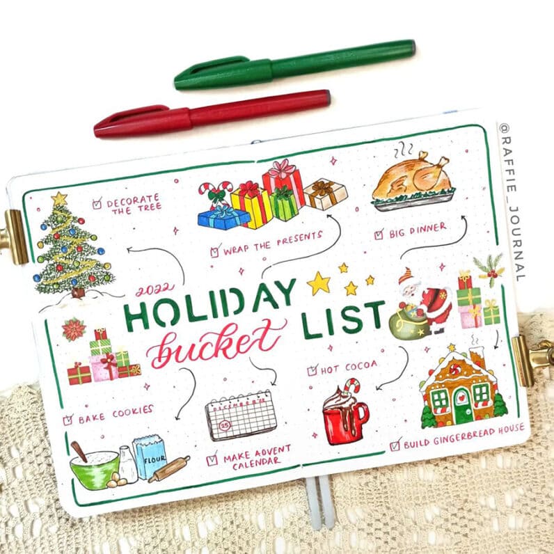 15 Holiday Bullet Journal Ideas To Brighten Your Festive Season | Masha ...