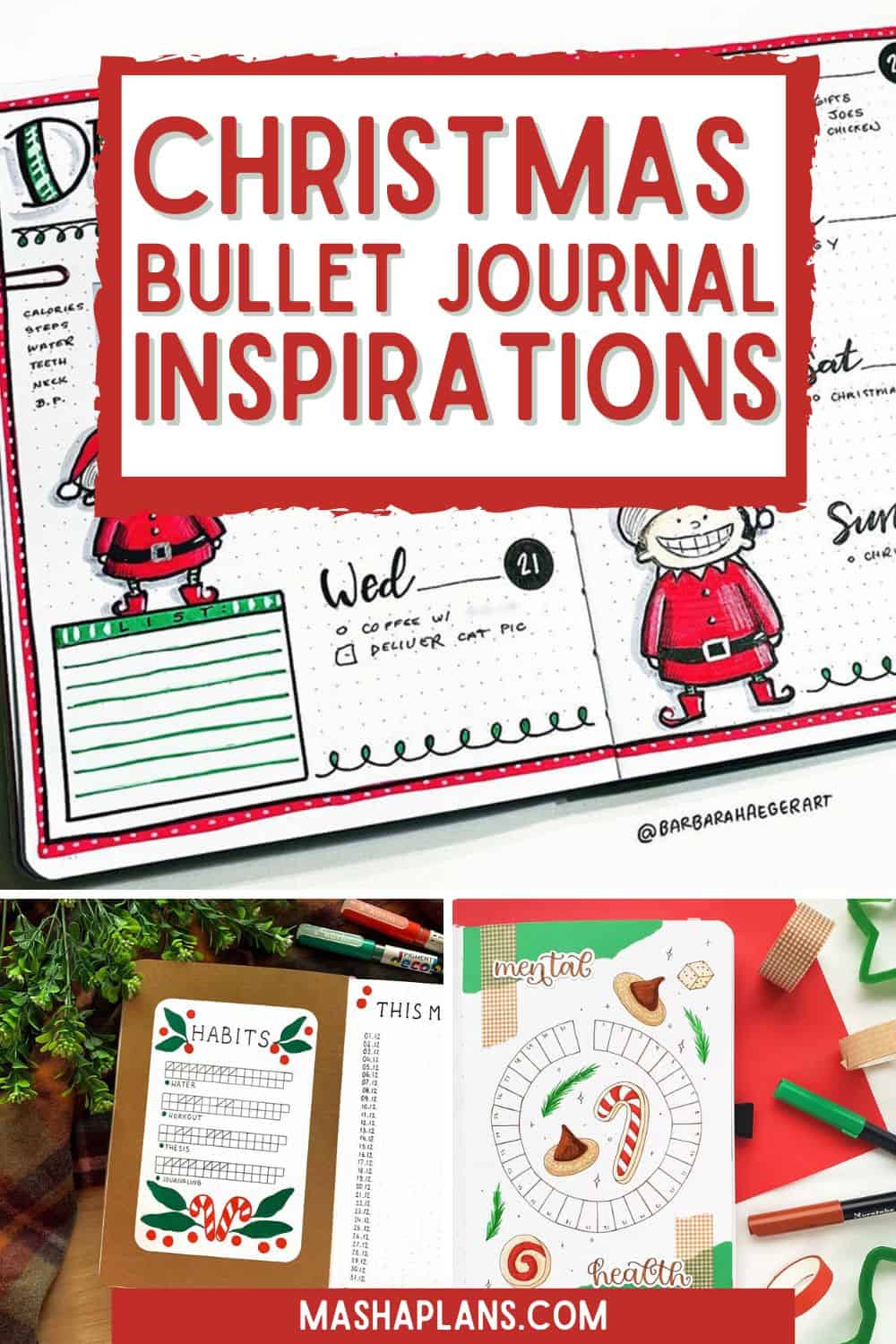 15 Christmas Themed Bullet Journal Inspirations | Masha Plans