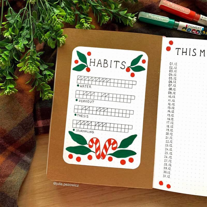 15 Christmas Themed Bullet Journal Inspirations | Masha Plans