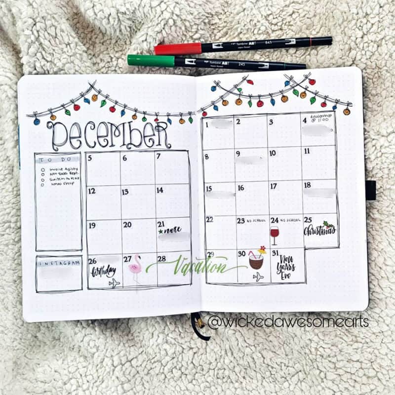 15 Christmas Themed Bullet Journal Inspirations | Masha Plans