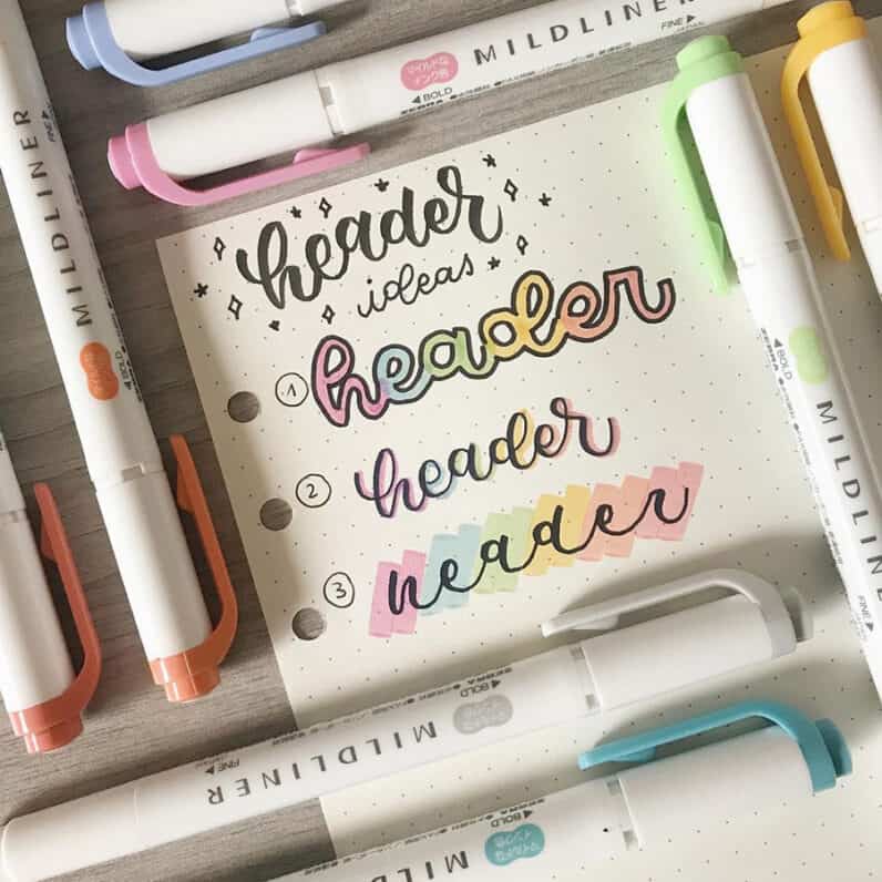 Bullet Journal Header Ideas With Highlighter | Masha Plans