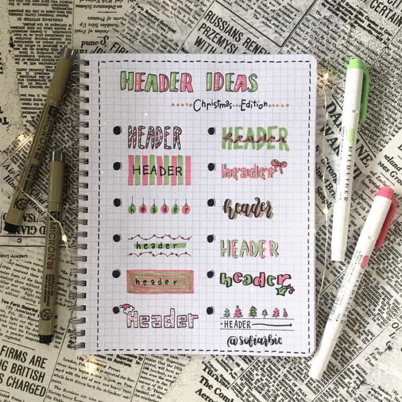 Bullet Journal Header Ideas With Highlighter | Masha Plans