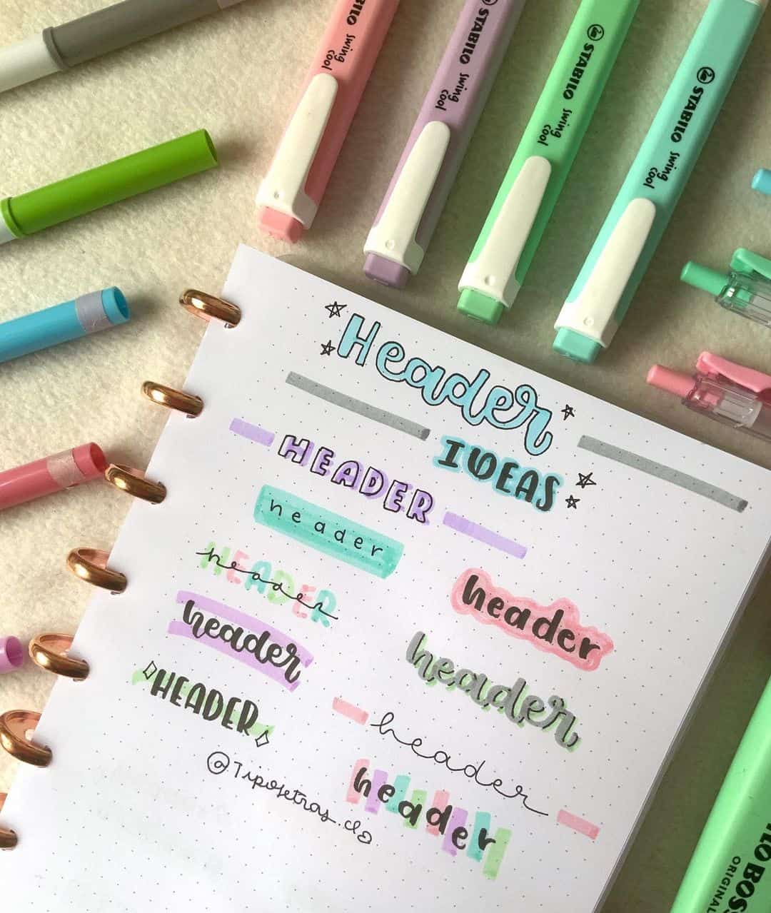 Bullet Journal Header Ideas With Highlighter | Masha Plans
