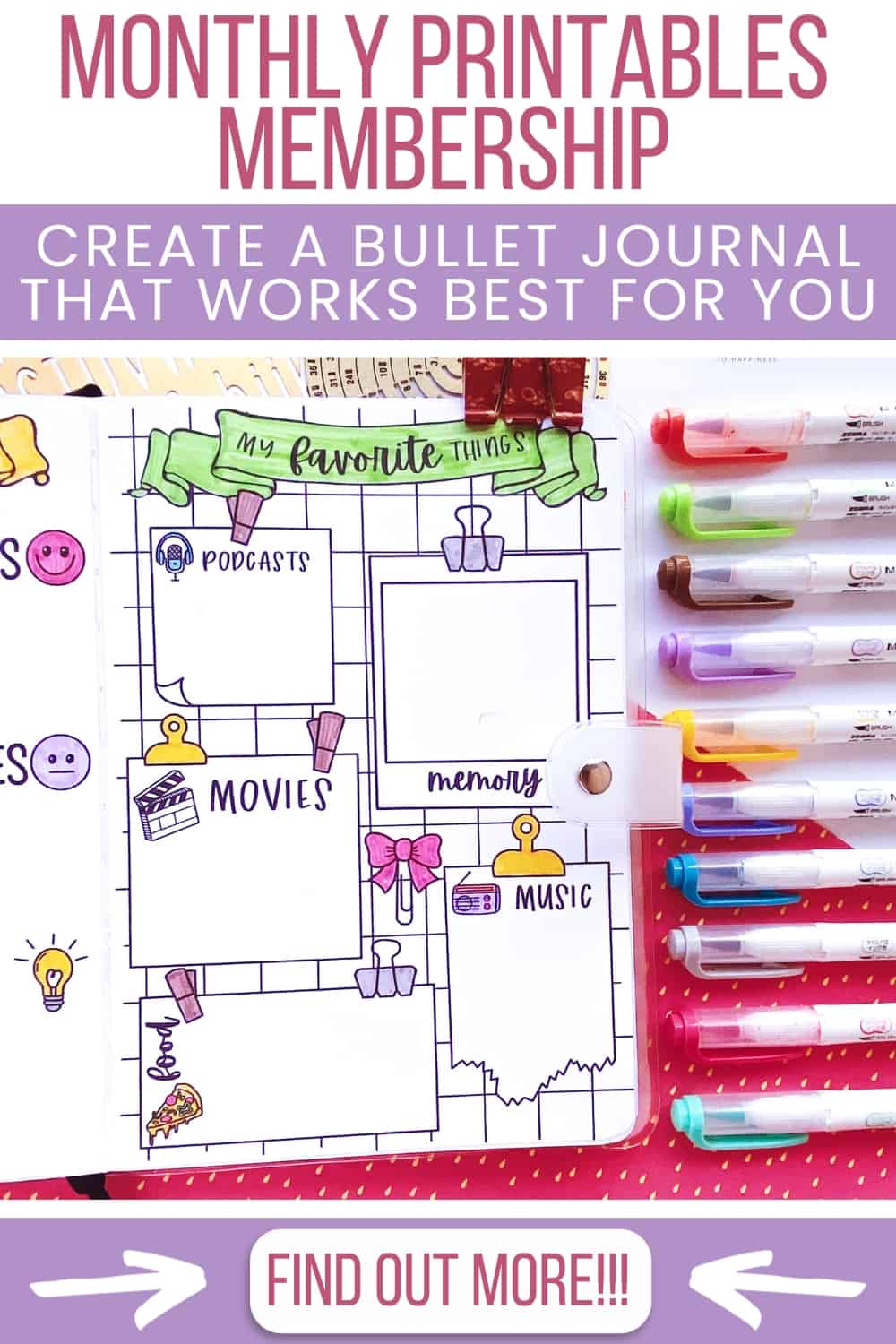 Free Bullet Journal Monthly Cover Page Printables