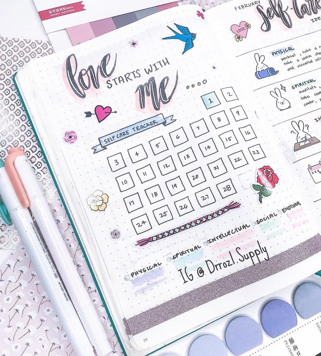 9 Creative Self-Care Tracker Bullet Journal Ideas | Masha Plans