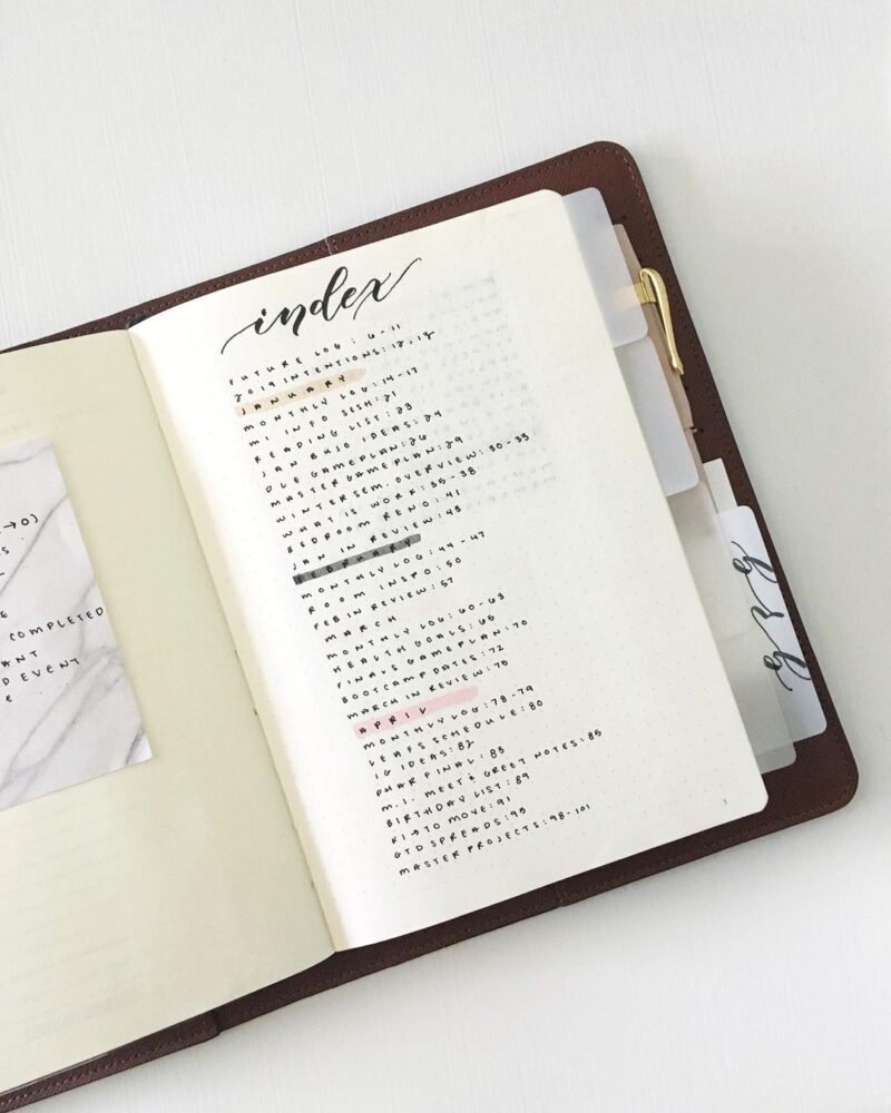 13 Bullet Journal Index Page Ideas