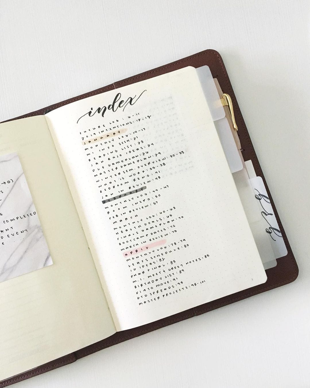 13 Bullet Journal Index Page Ideas