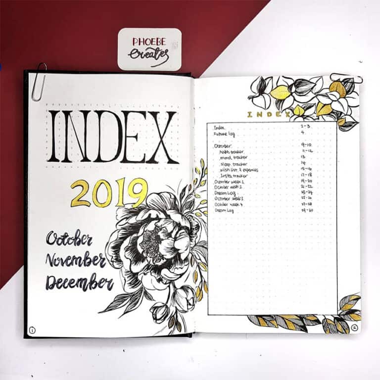 13 Bullet Journal Index Page Ideas