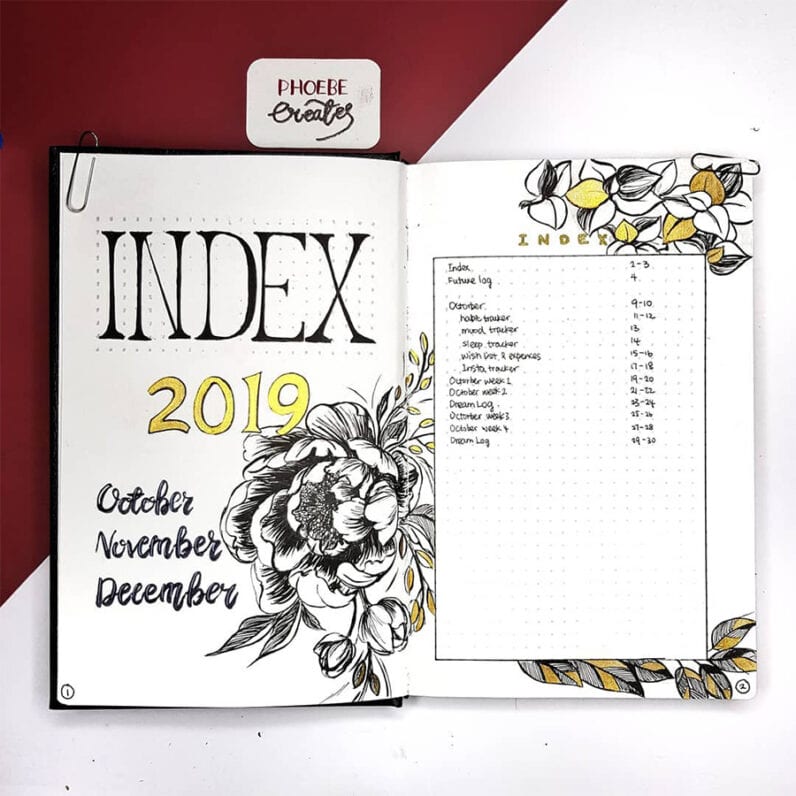 13 Bullet Journal Index Page Ideas