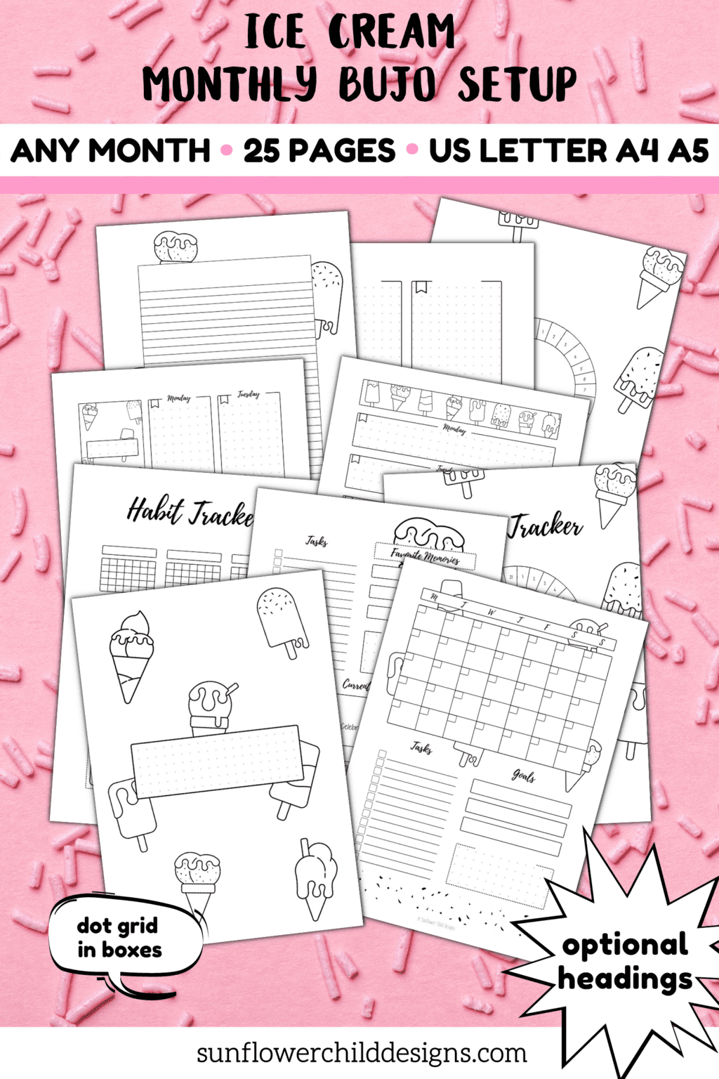 Free Bullet Journal Monthly Cover Page Printables