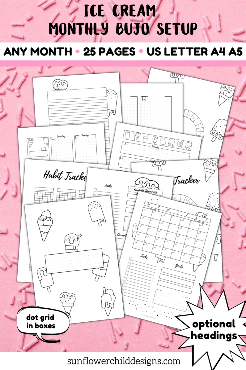 Free Bullet Journal Monthly Cover Page Printables