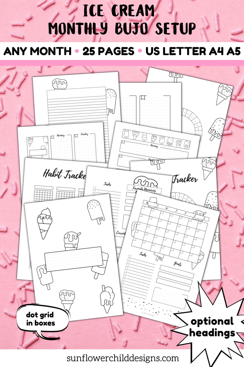 Free Bullet Journal Monthly Cover Page Printables