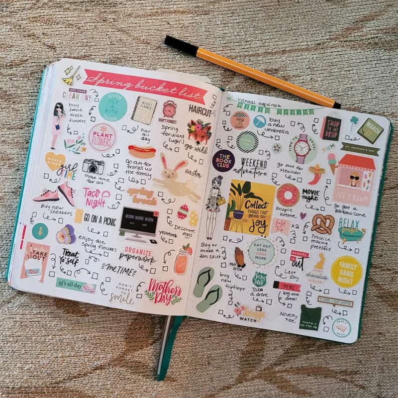 11 Bullet Journal Spring Bucket List Inspirations