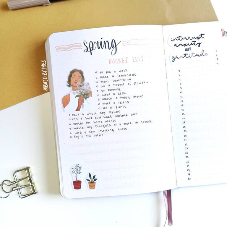 11 Bullet Journal Spring Bucket List Inspirations