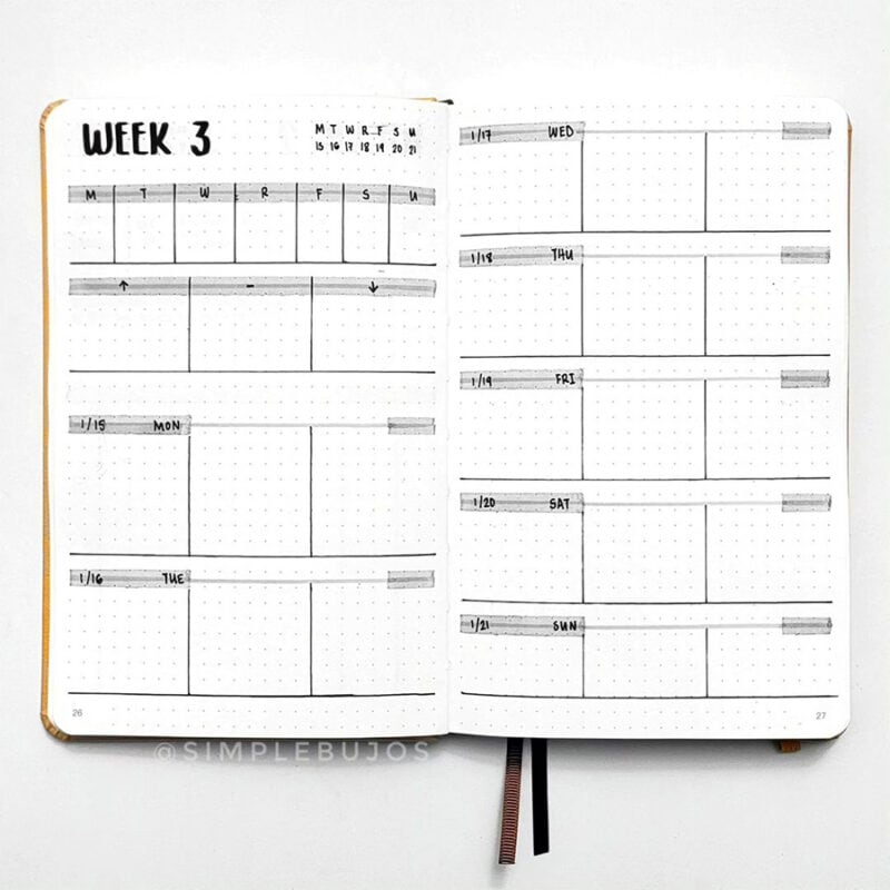 19 Simple Minimalist Bullet Journal Weekly Spread Ideas