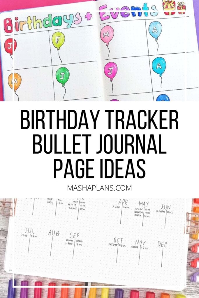 13 Birthday Tracker Bullet Journal Page Ideas