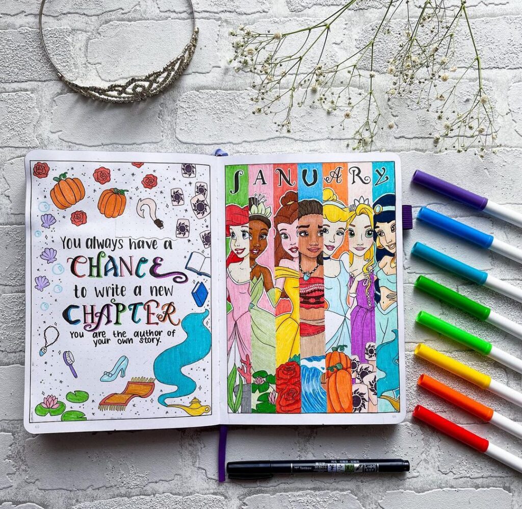 13 Bullet Journal Disney Cover Page Ideas