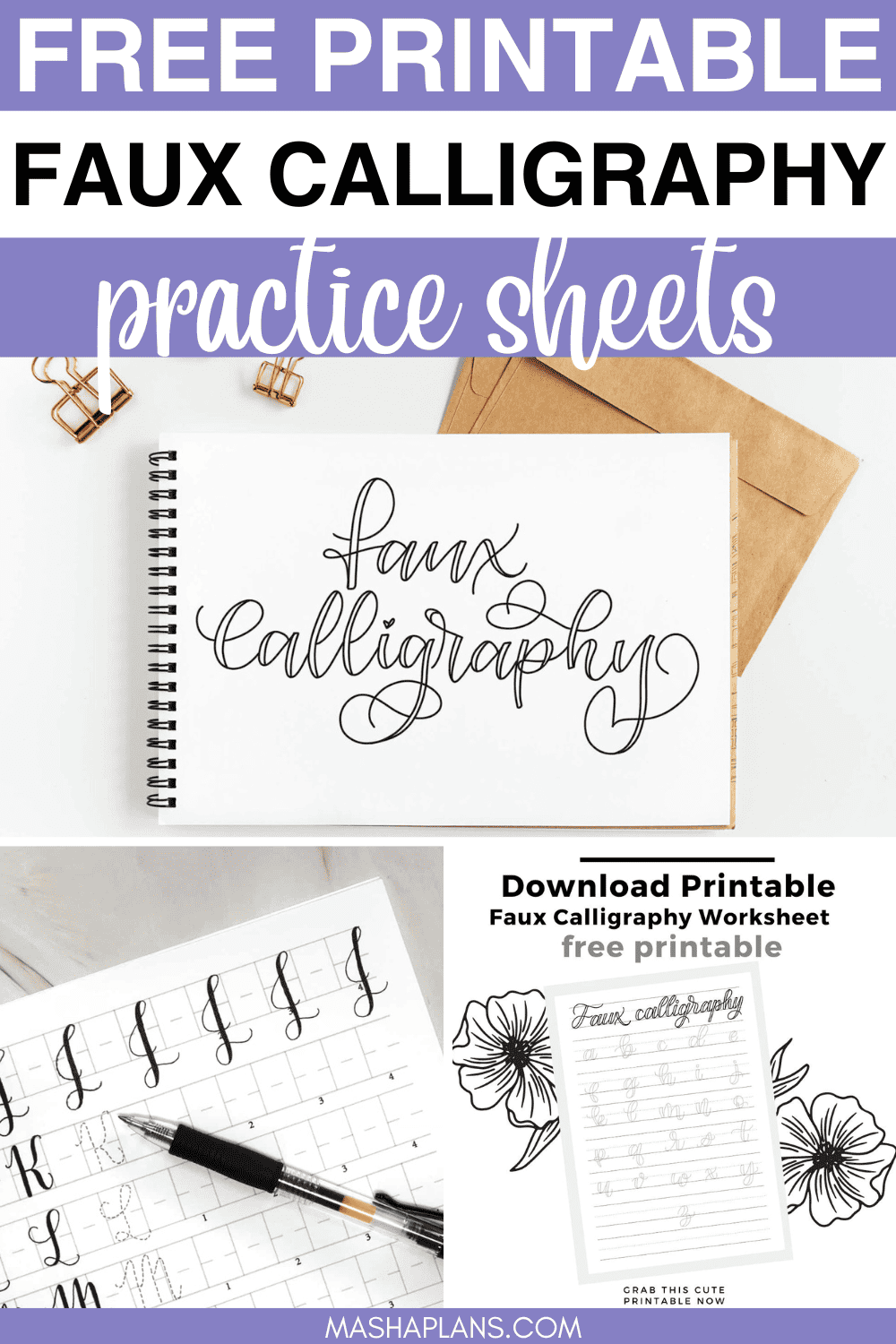 Free Faux Calligraphy Practice Sheets
