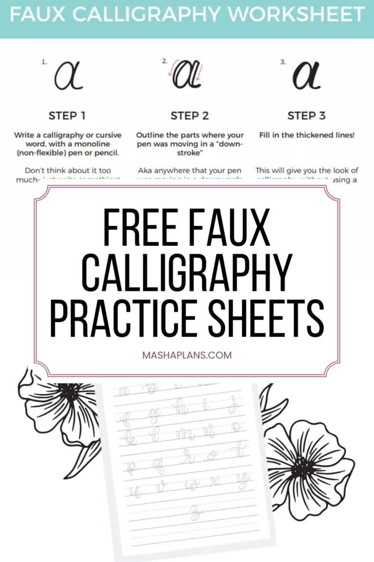 Free Faux Calligraphy Practice Sheets