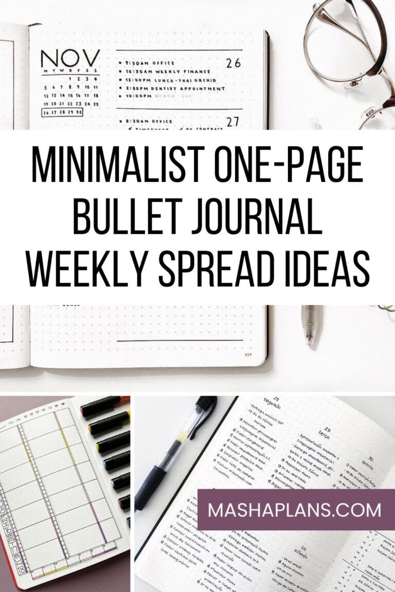 Minimalist One-Page Bullet Journal Weekly Spread Ideas