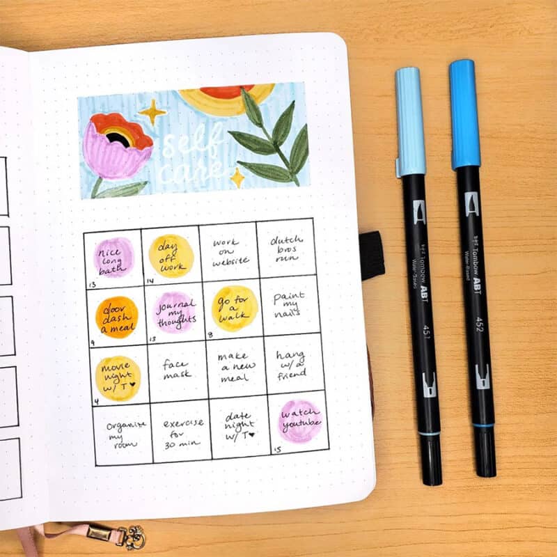 11 Self Care Bingo Bullet Journal Page Ideas