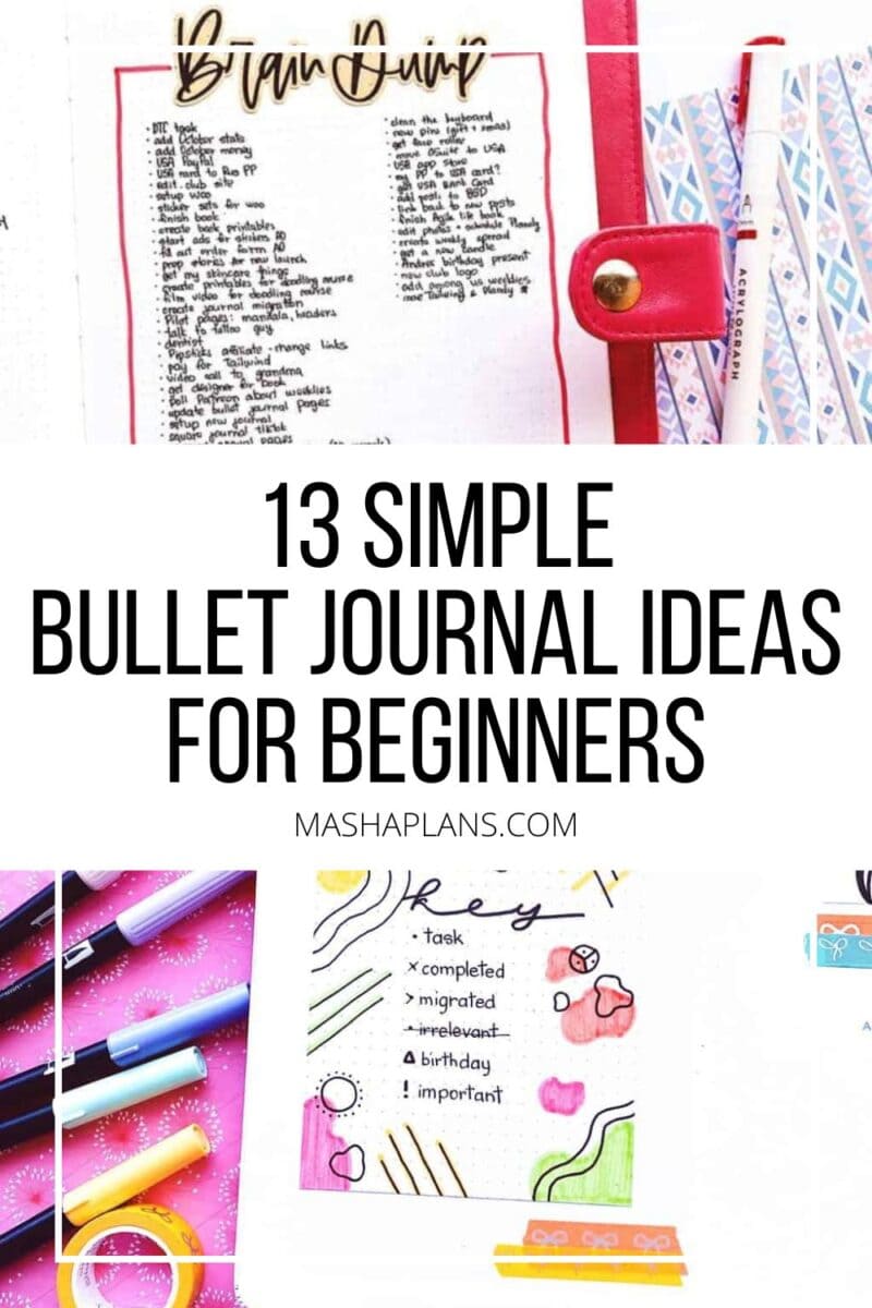 13 Simple Bullet Journal Beginner Ideas | Masha Plans