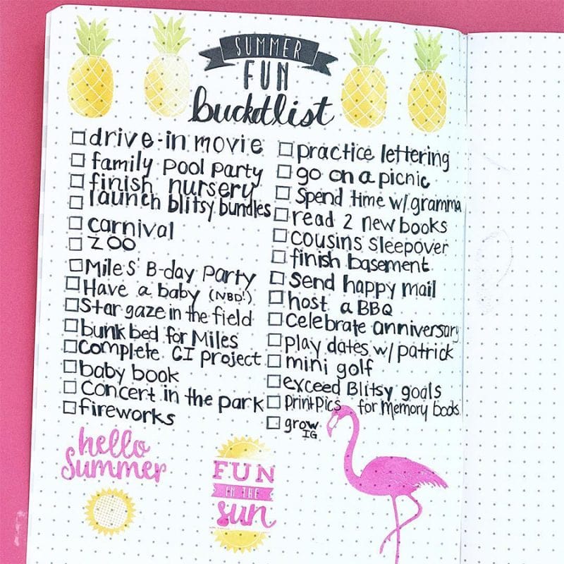 13 Bullet Journal Summer Bucket List Inspirations