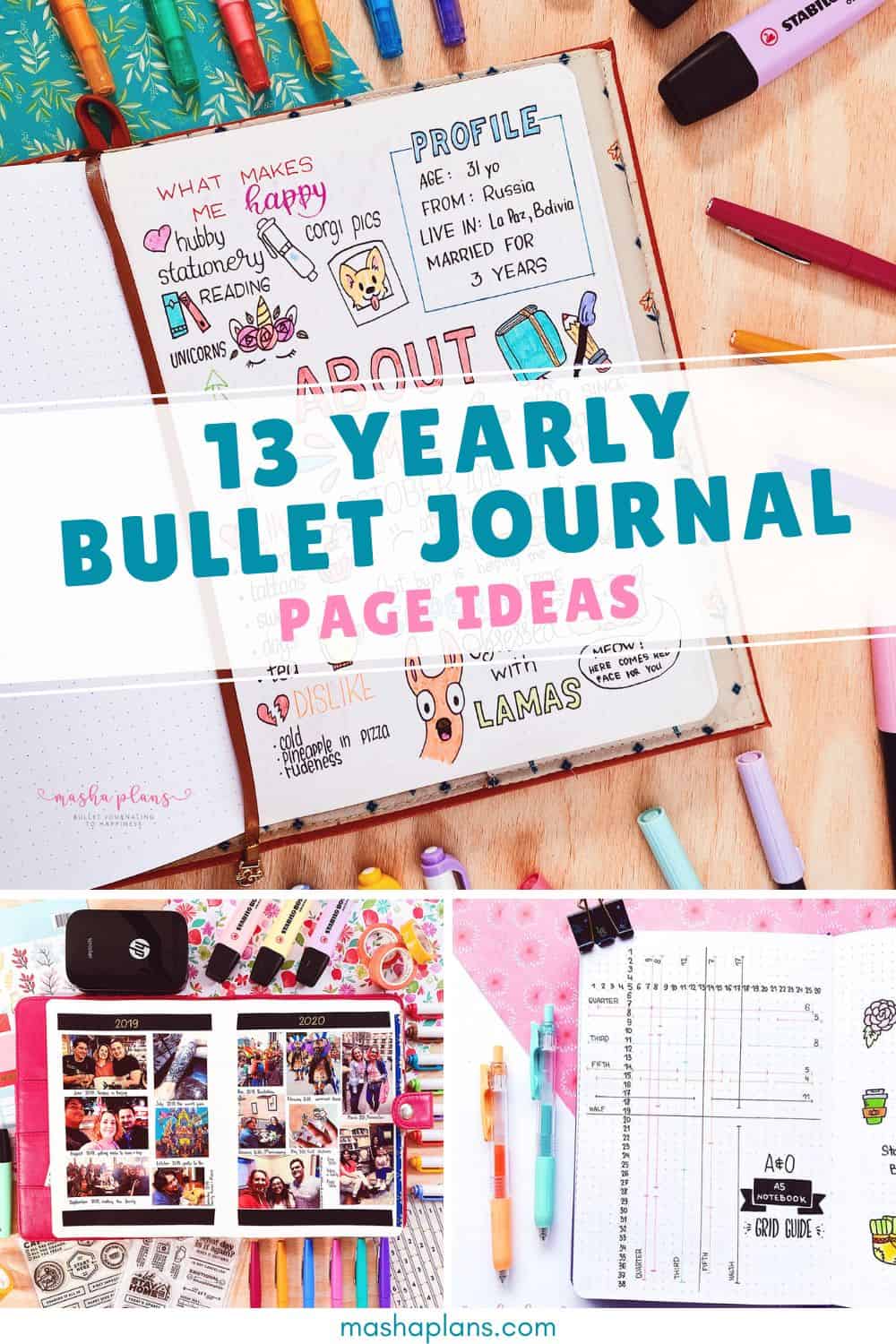 13 Bullet Journal Yearly Page Ideas