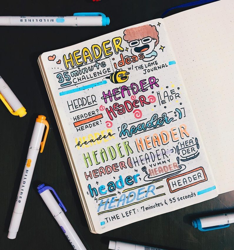 Inspirational Header Ideas For Your Bullet Journal