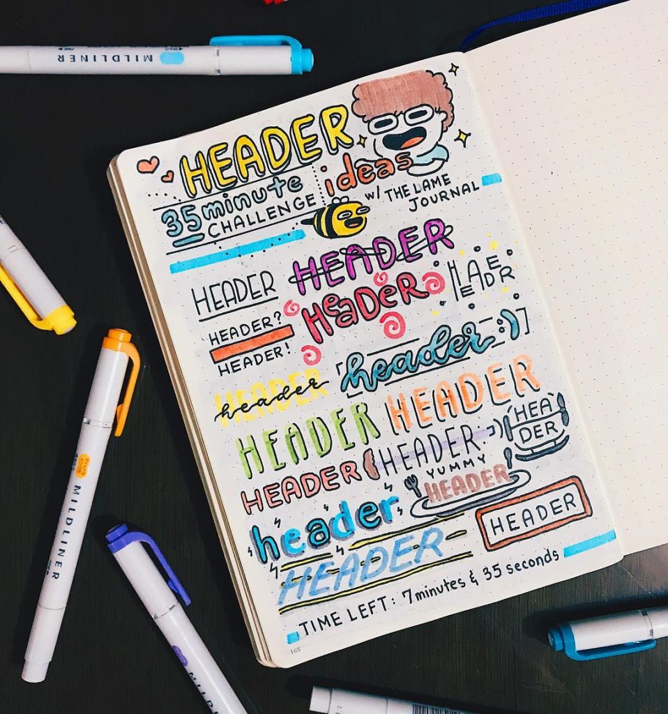 Inspirational Header Ideas For Your Bullet Journal