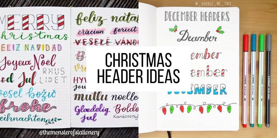 Bullet Journal Christmas Header Ideas