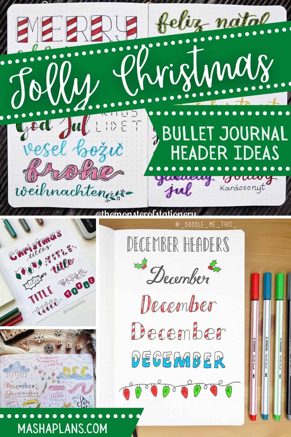Bullet Journal Christmas Header Ideas